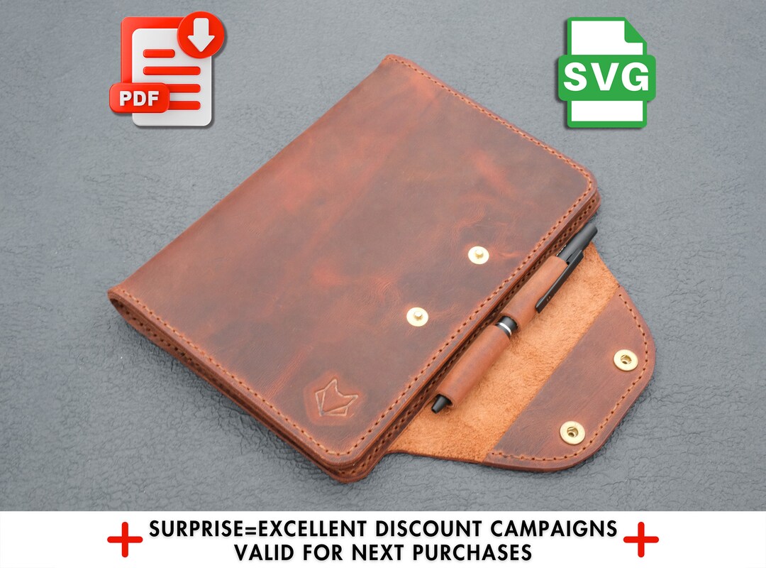 A4 Notebook Leather Cover Pattern, Leather Template, Diy Leather ...