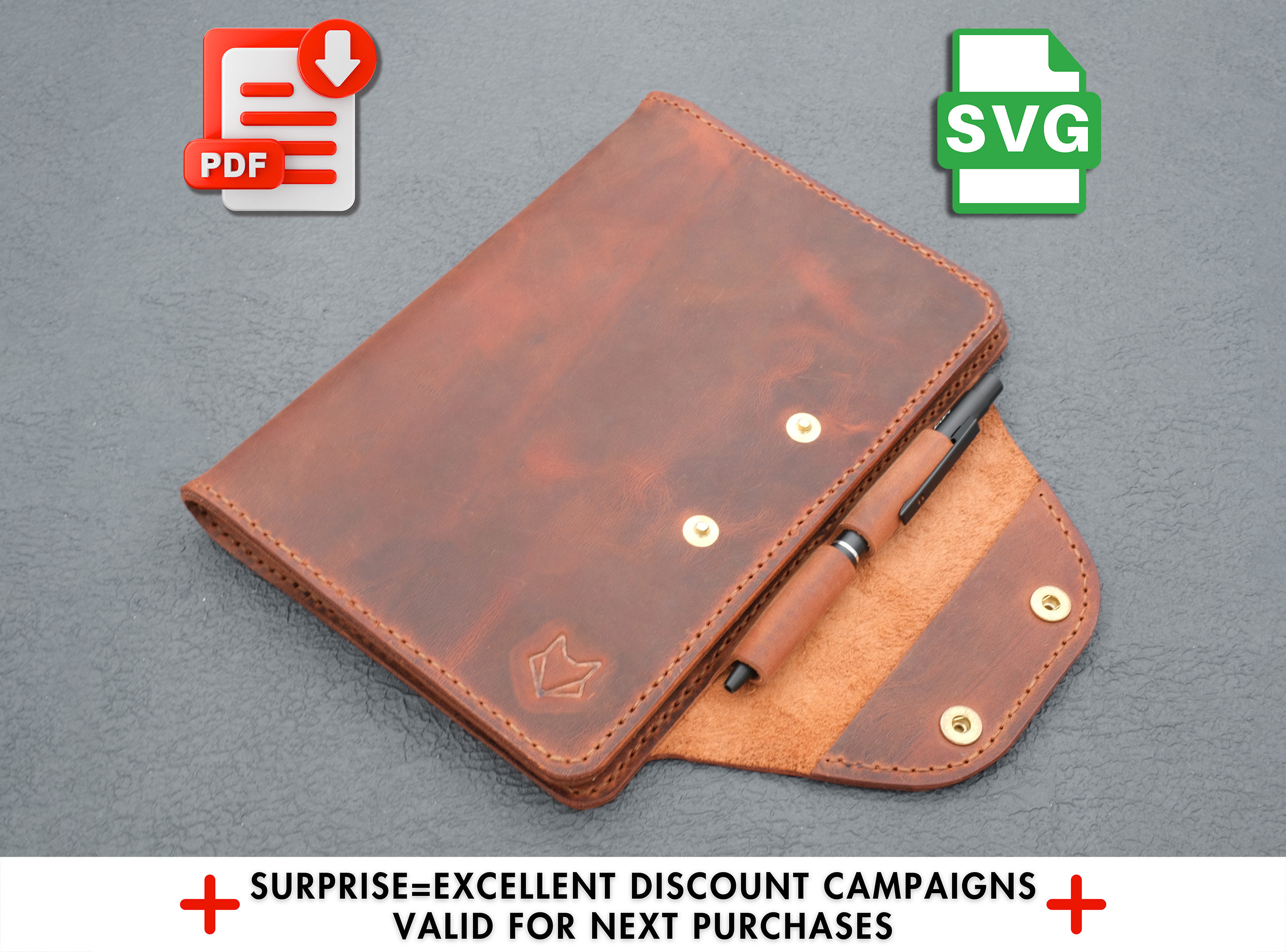 Leather Notebook Cover Pattern: A4 DIY Craft Template (PDF Download) - Etsy