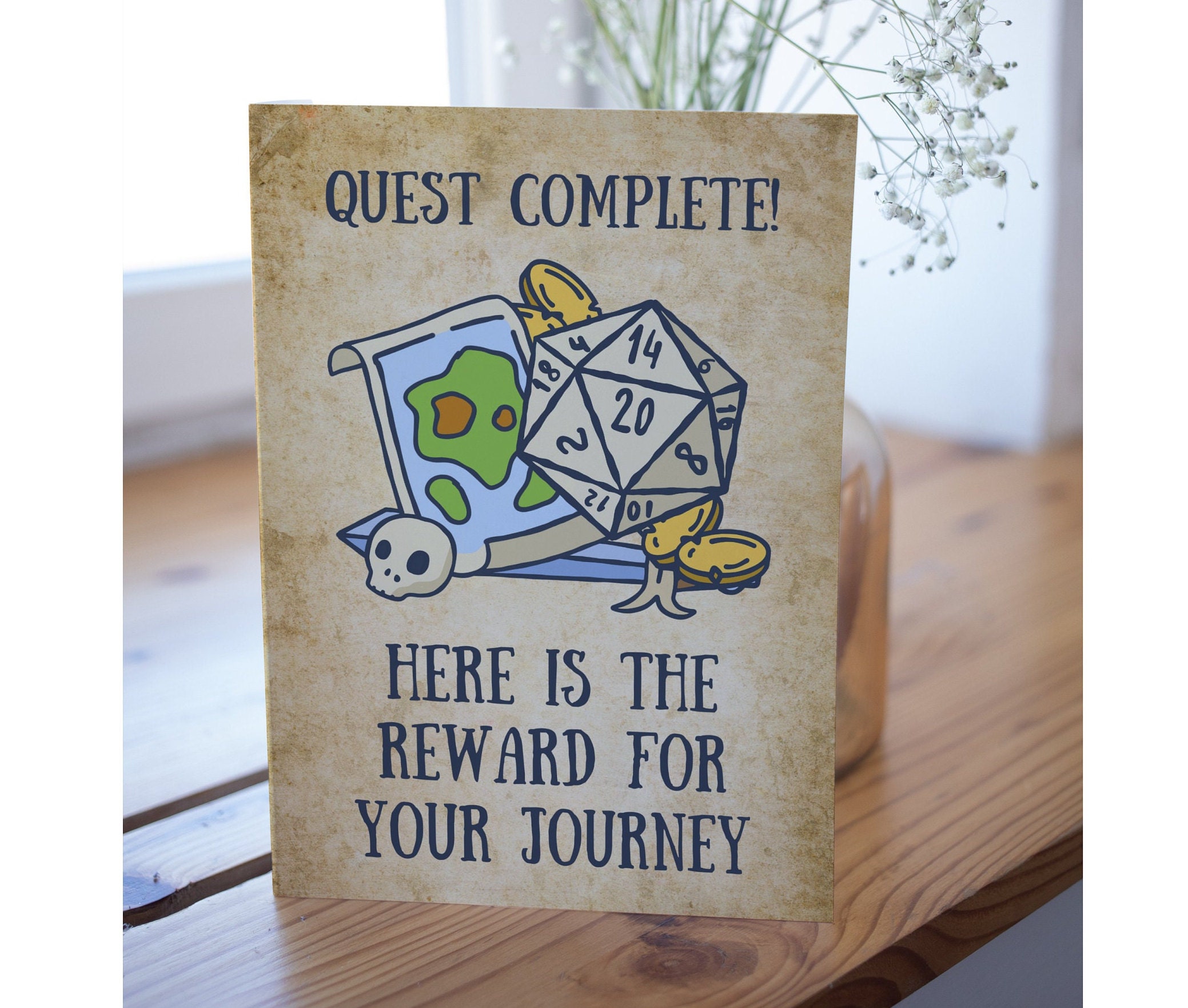 Quest Complete Any Occasion Dnd Fan Card TTRPG Gift Blank Greeting Card ...