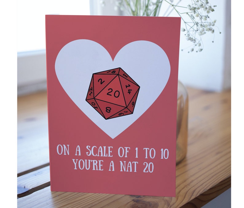 You're a Nat 20 Dnd D20 Love Greeting Card Anniversary Valentines Day ...
