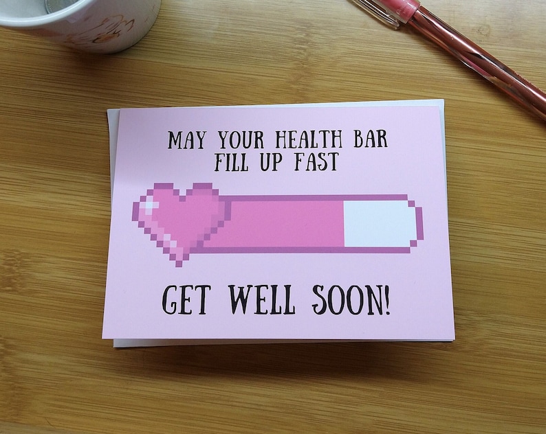 Gamer Health Bar Heart Get Well Card - Etsy
