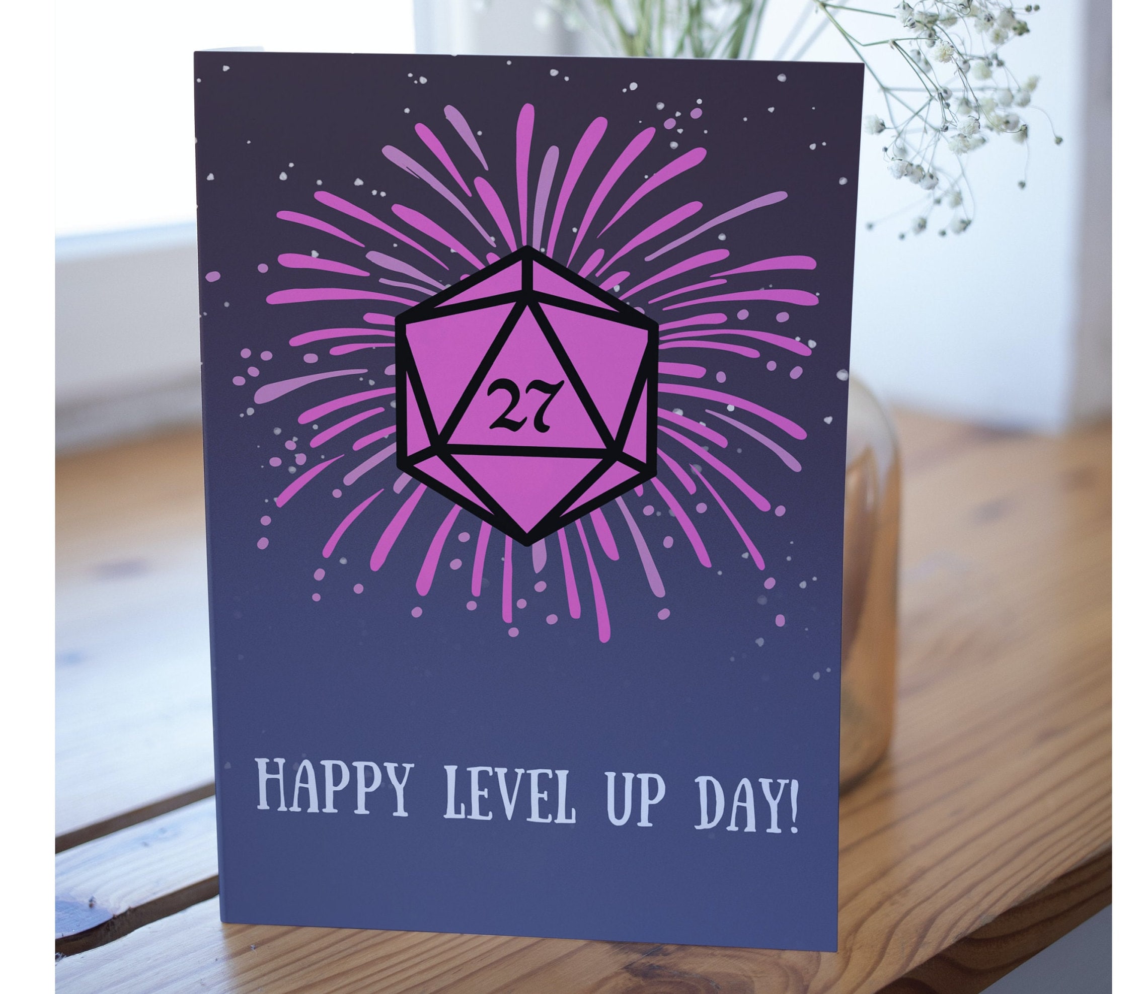 Custom Age Dnd Level up Birthday Card Fireworks D20 TTRPG Birthday ...