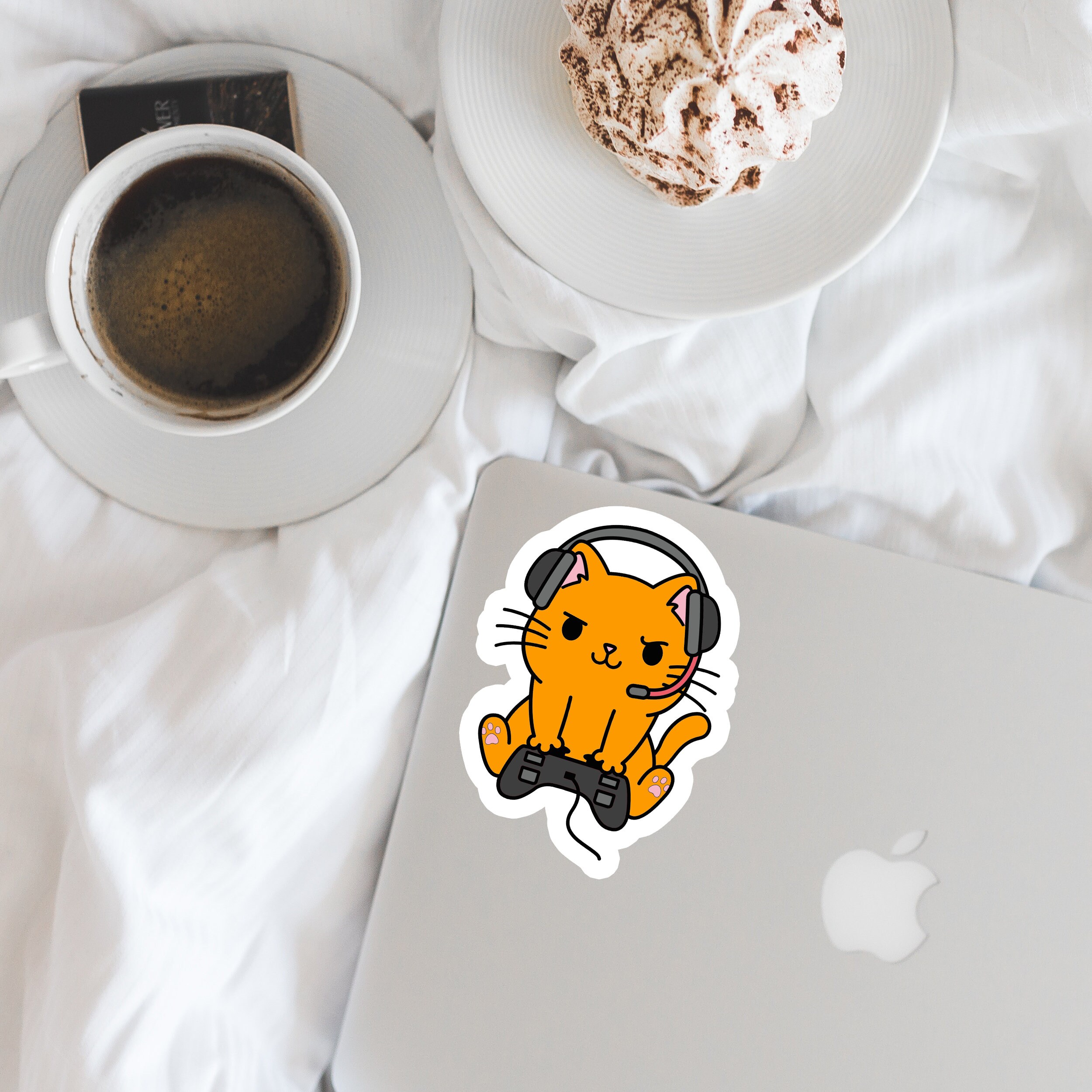 Cute Gamer Cat Sticker Three Colors Available - Etsy