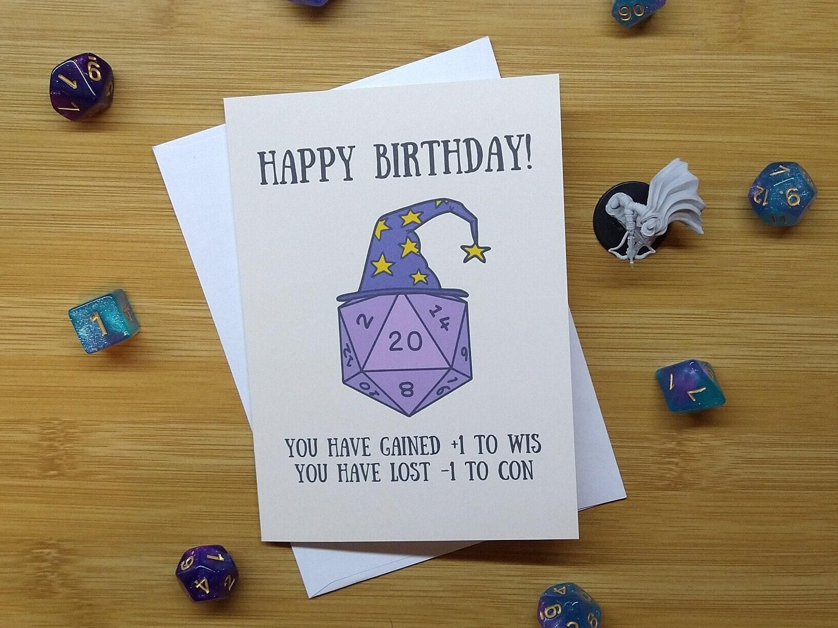 D20 1 Wis 1 Con Dnd D20 Funny Birthday Greeting Card - Etsy