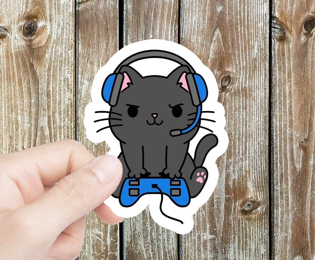 Cute Gamer Cat Sticker Three Colors Available - Etsy