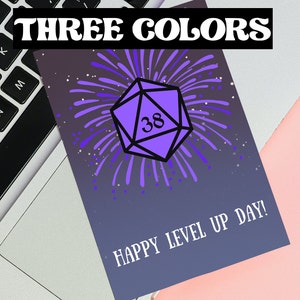 Custom Age Dnd Level up Birthday Card Fireworks D20 TTRPG Birthday ...