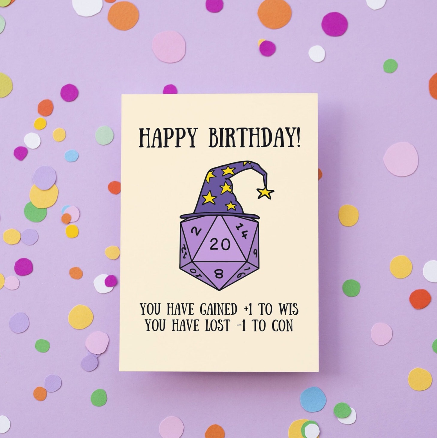 D20 +1 Wis -1 Con - Dnd D20 Funny Birthday Greeting Card - Etsy
