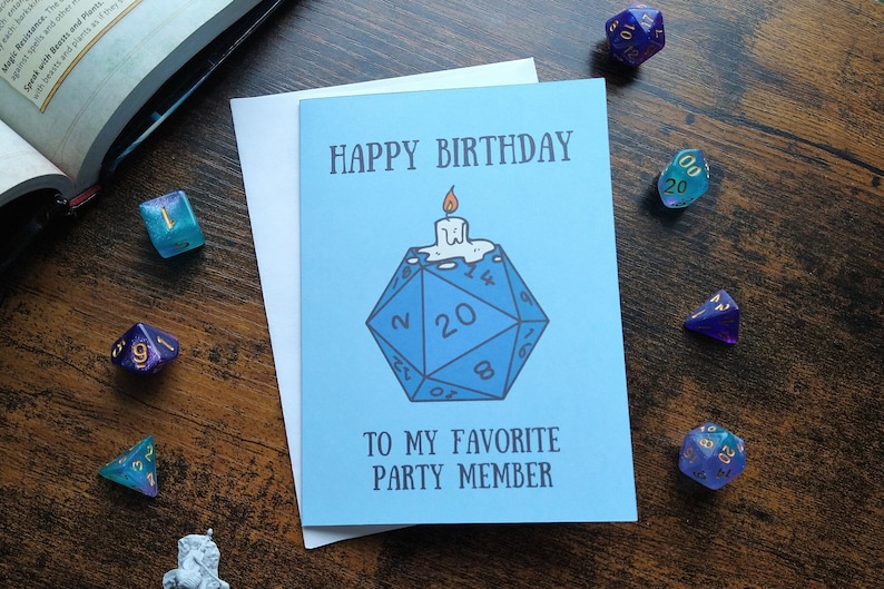 Dnd Birthday Card Favorite Party Member D20 Birthday Greeting Card - Etsy