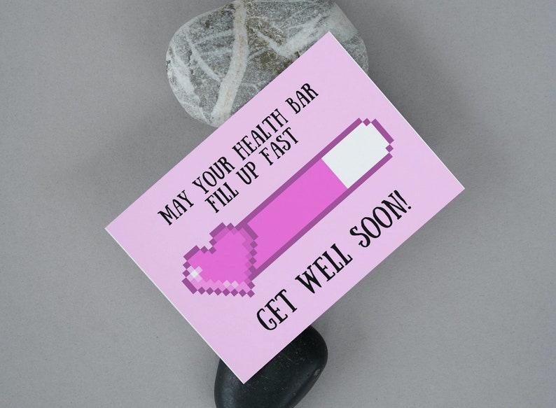 Gamer Health Bar Heart Get Well Card - Etsy