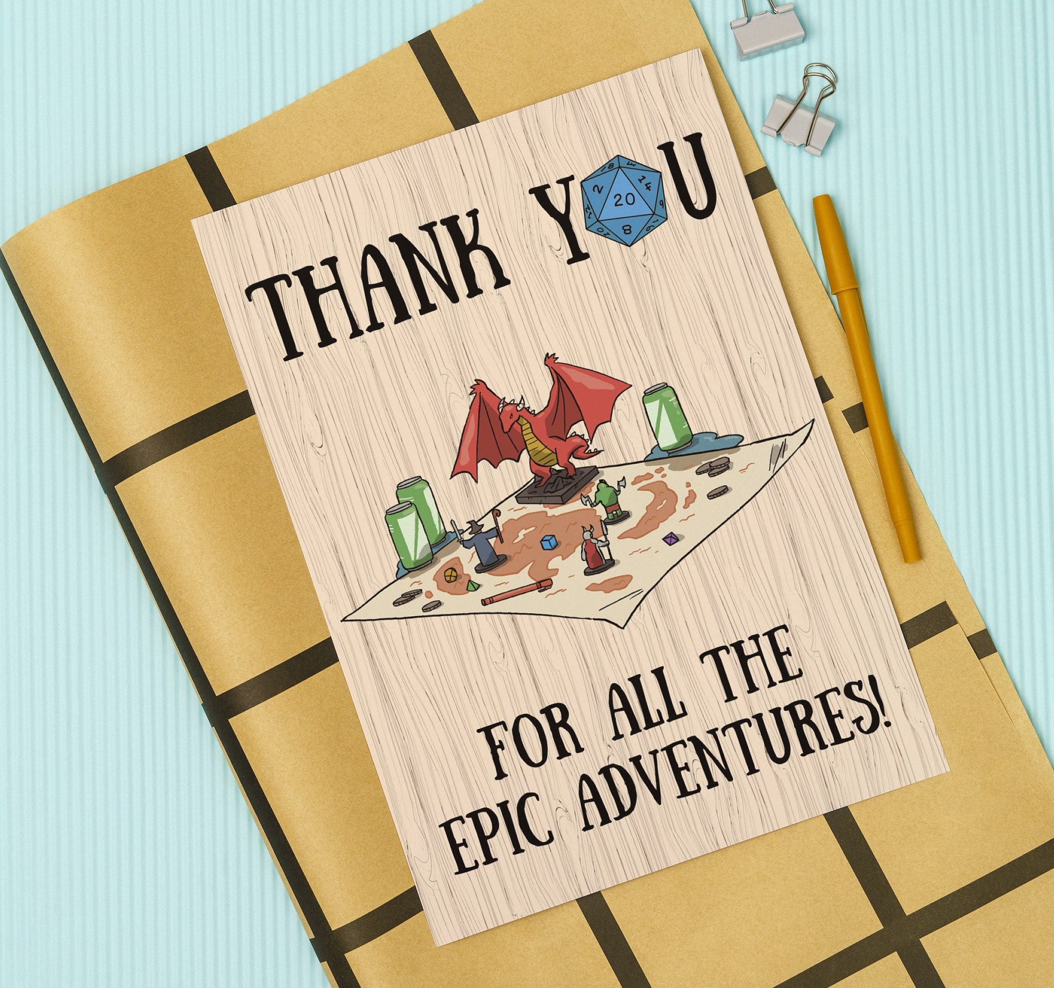 Thank You TTRPG Dnd Party Dungeon Master Thanks Greeting Card - Etsy