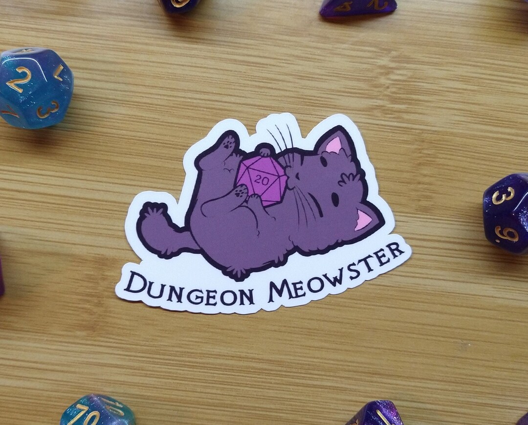 Dungeon Master Sticker Cute Cat Dnd Tabletop Gaming Gift - Etsy