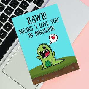 Cute Dinosaur I Love You Greeting Card Valentine Anniversary Miss You ...