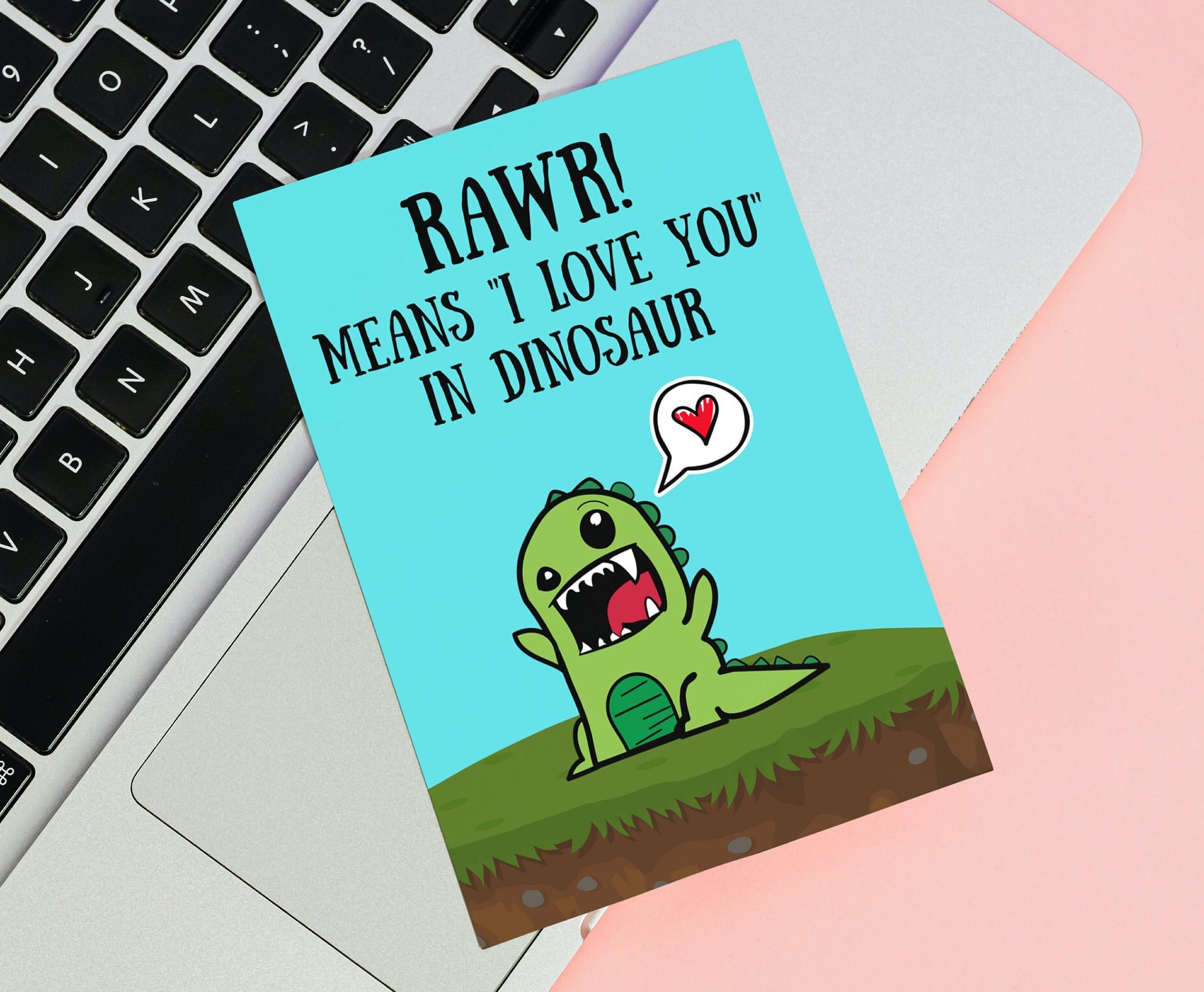 Cute Dinosaur I Love You Greeting Card Valentine Anniversary - Etsy