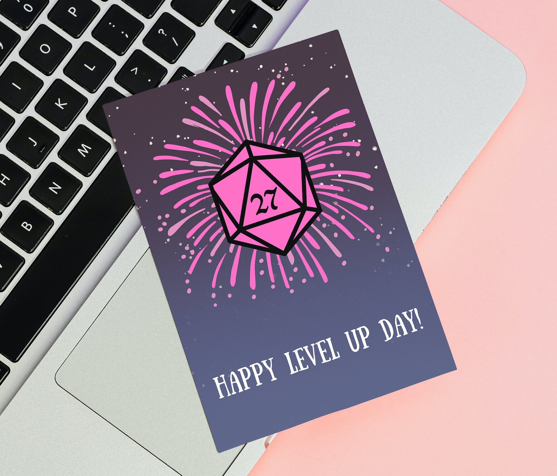Custom Age Dnd Level up Birthday Card Fireworks D20 TTRPG Birthday ...