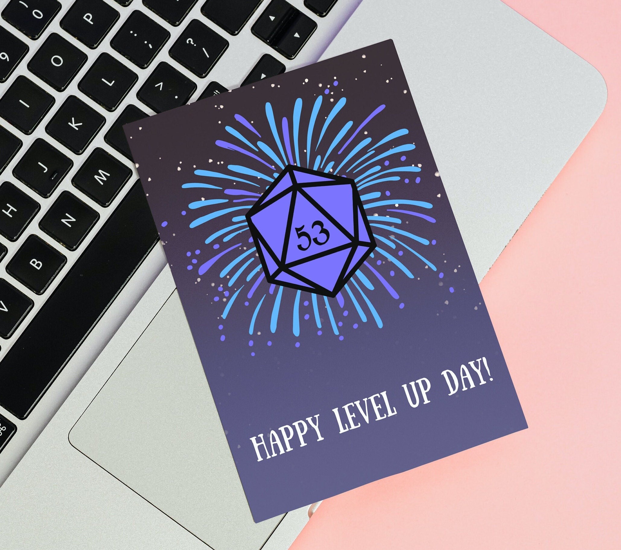Custom Age Dnd Level up Birthday Card Fireworks D20 TTRPG Birthday ...