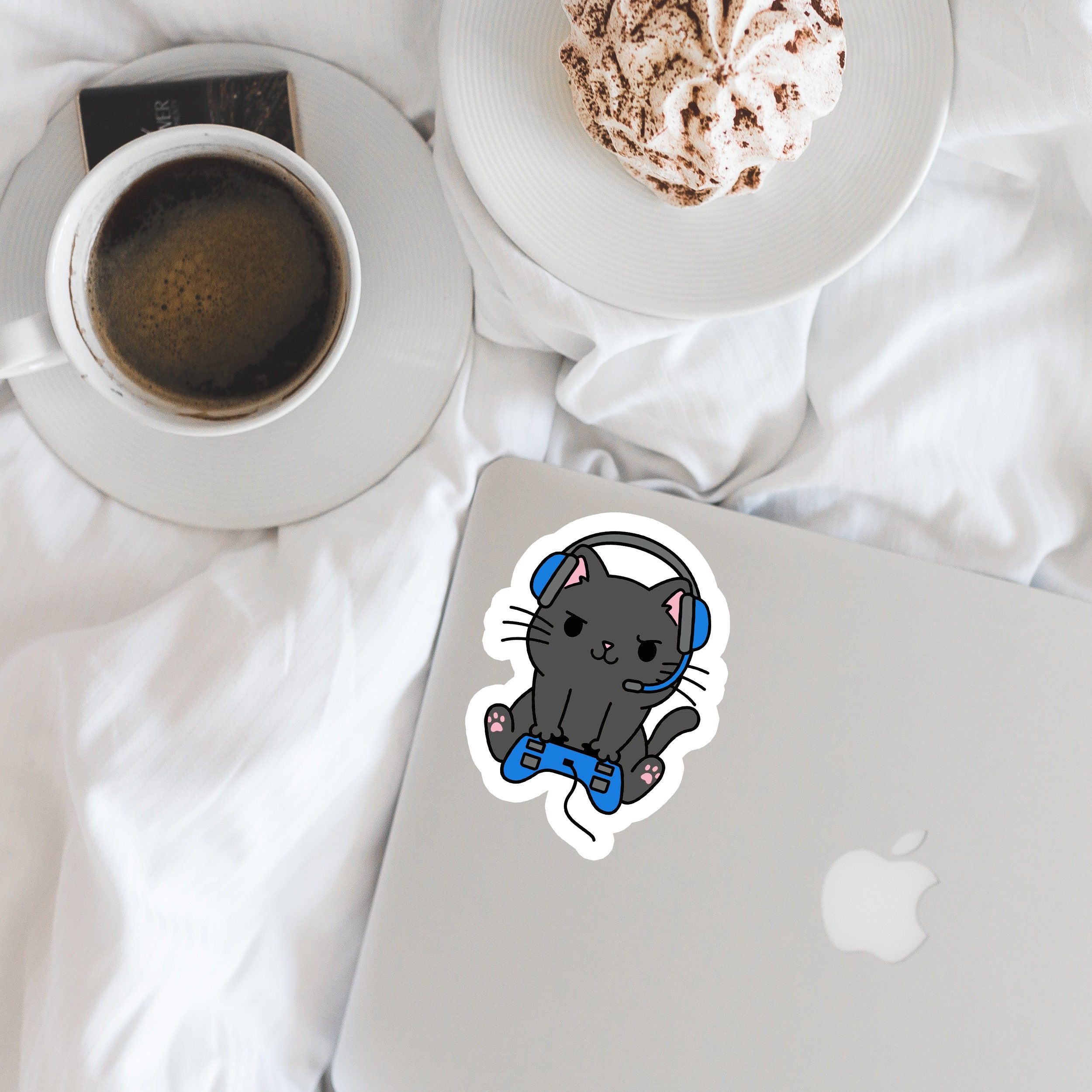 Cute Gamer Cat Sticker Three Colors Available - Etsy