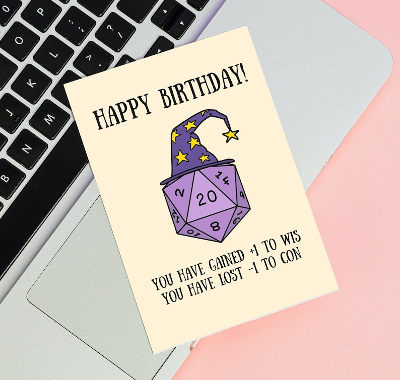 D20 1 Wis 1 Con Dnd D20 Funny Birthday Greeting Card - Etsy