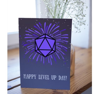 Dnd Blank Level up Birthday Card Write Your Own Number D20 TTRPG ...