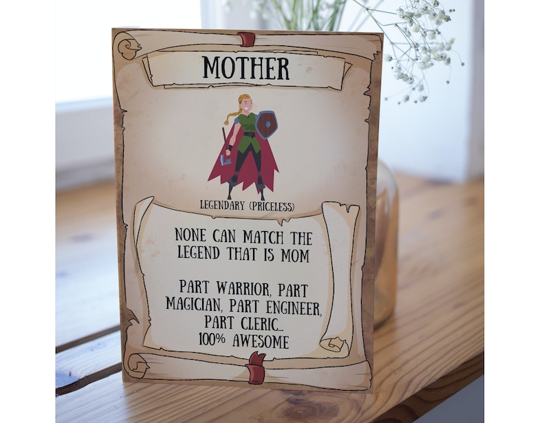 Legendary Mother Card RPG Inspired Card for Mothers Day Birthday Love ...
