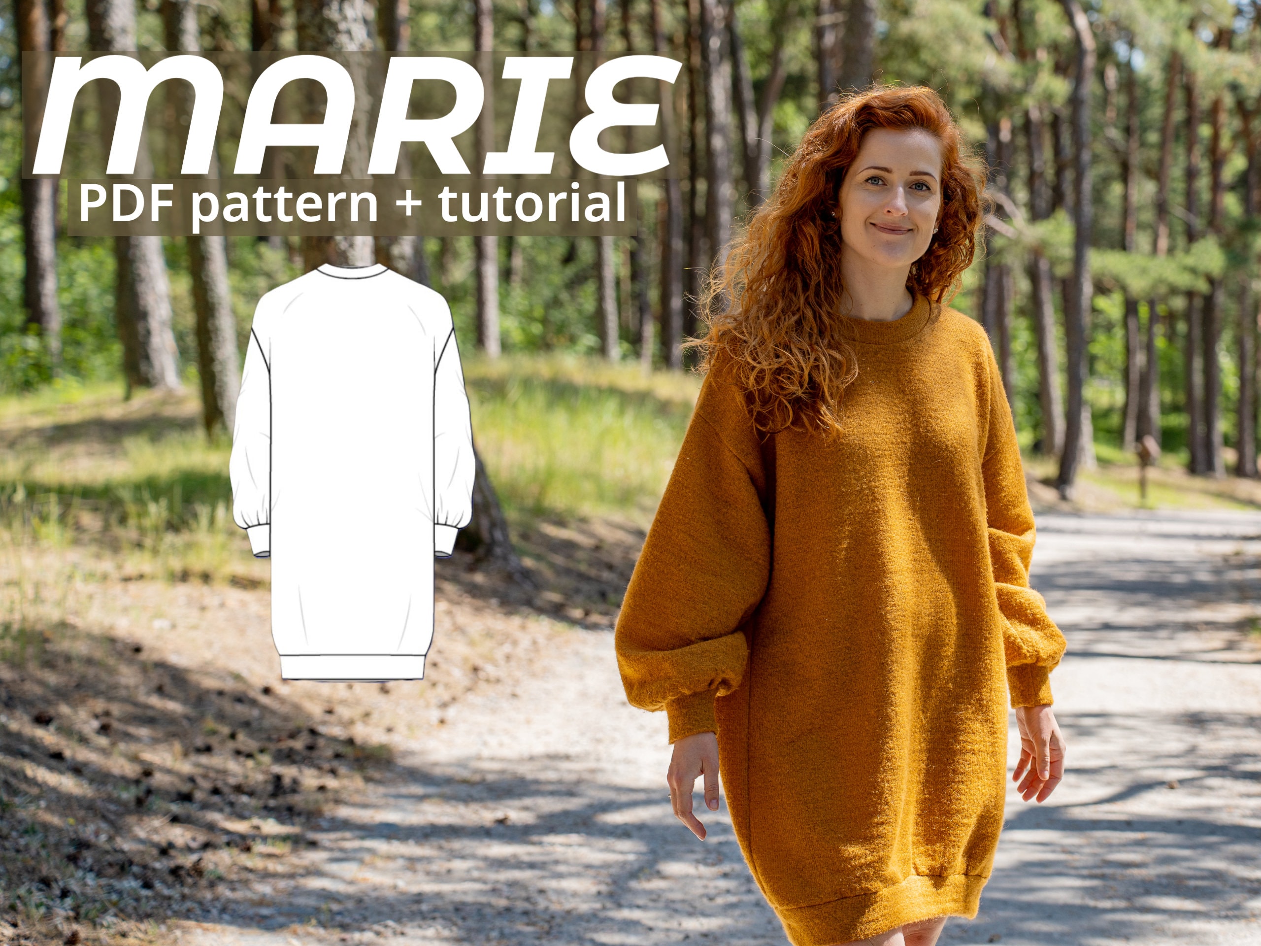 Oversize Sweater Dress PDF Sewing Pattern, 6 Sizes (XS-XXL) With ...