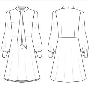 Elegant Bishop Sleeve Dress PDF Sewing Pattern - Sizes XS to XXL - Etsy