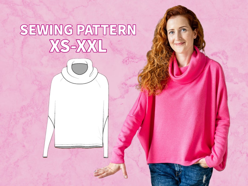 Oversize Cozy Sweater PDF Sewing Pattern 6 Sizes XS-XXL - Etsy
