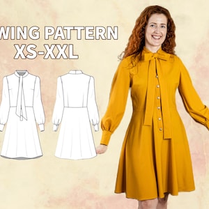 Balloon Sleeve Blouse PDF Sewing Pattern, 6 Sizes XS-XXL With ...