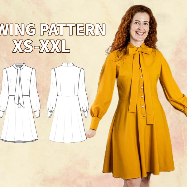 Bishop Sleeve Dress Pattern - Etsy