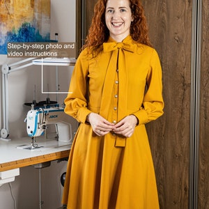 Elegant Bishop Sleeve Dress PDF Sewing Pattern - Sizes XS to XXL - Etsy