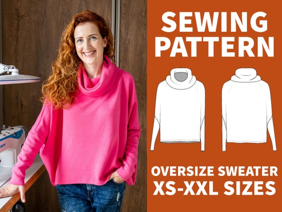 Oversize Cozy Sweater PDF Sewing Pattern 6 Sizes XS-XXL - Etsy