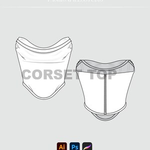 Corset Top Fashion Flat Technical Sketch Illustration Mockup - Etsy
