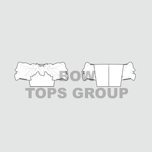 Bow Tops Fashion Technical Flat Sketches CADS Mockup Template Digital ...