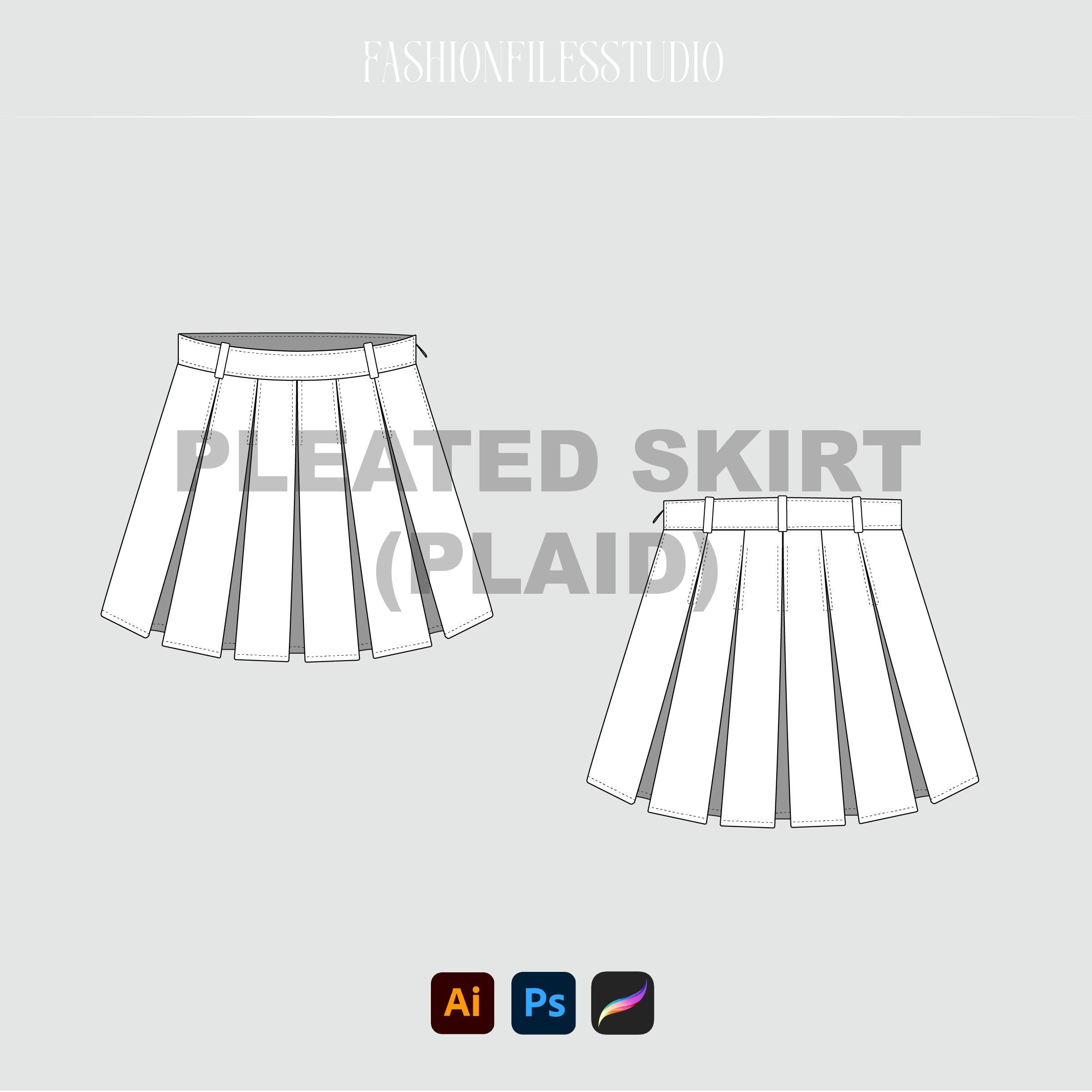 Pleated Skirt Technical Drawing