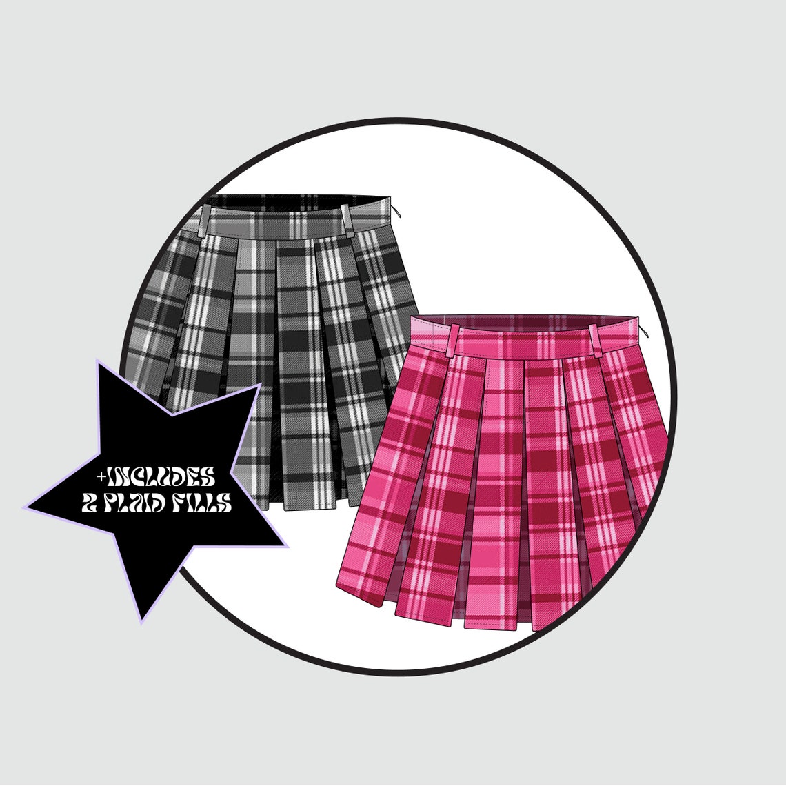 Pleated Skirt Fashion Flat Technical Illustration Template Mockup ...