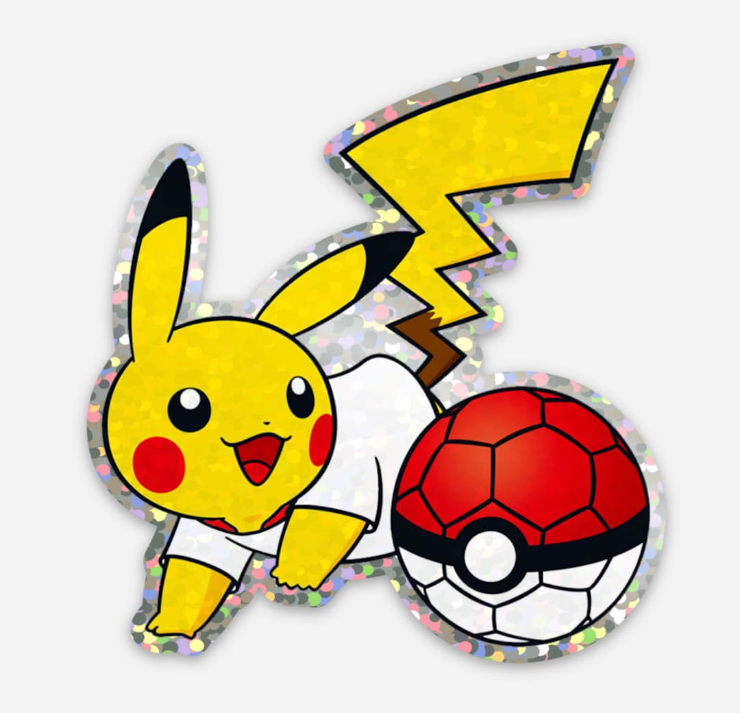 Pikachu Soccer - Glitter Sticker - Etsy