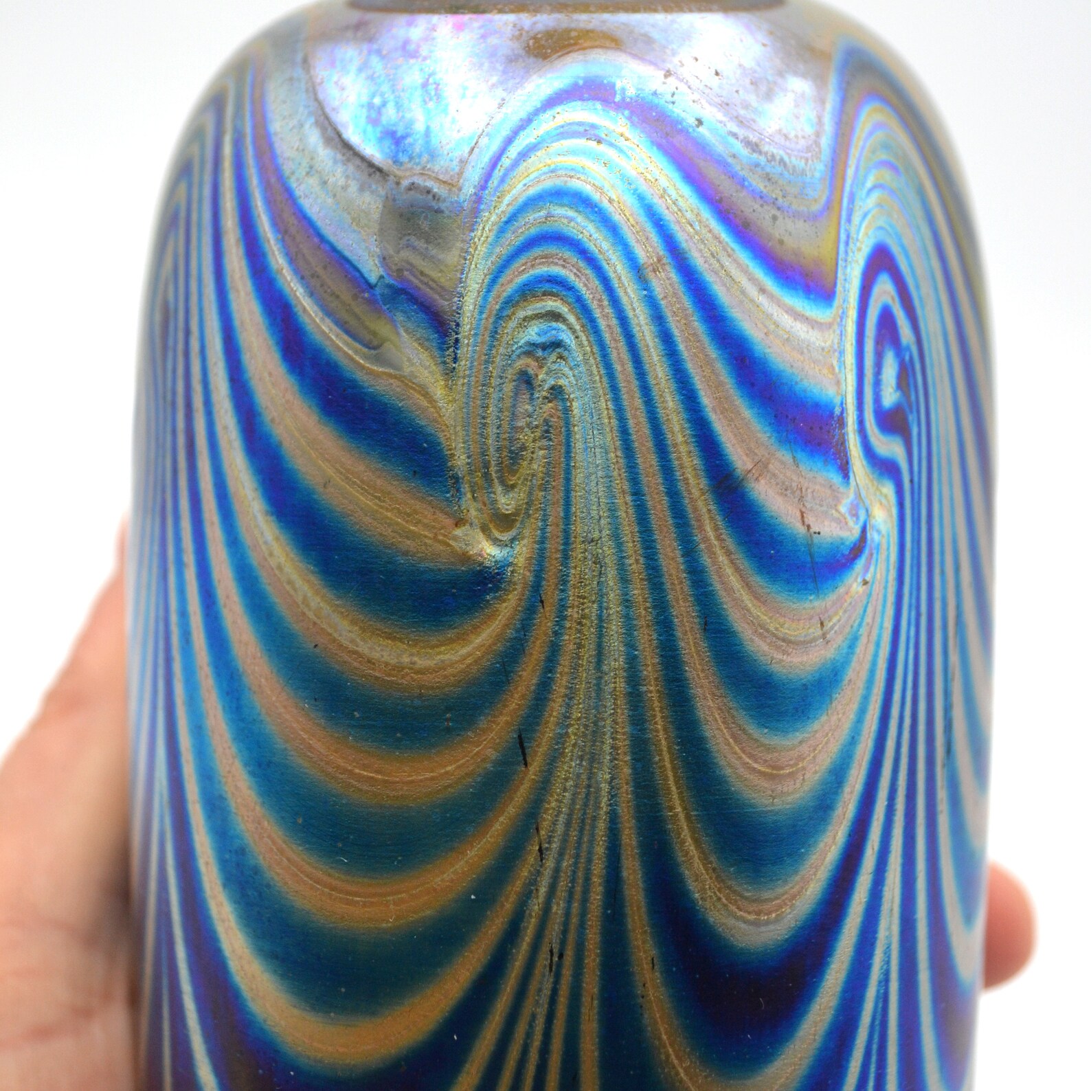 Stephen Fellerman Feather Pull Blown Glass Art Nouveau Vase / Signed ...