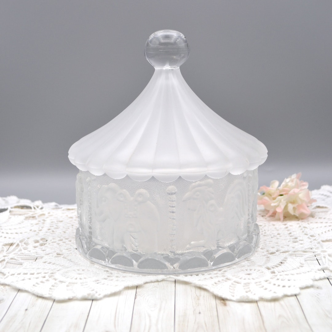 Vintage Goebel Satin and Clear Crystal Carousel Candy Dish With Lid - Etsy