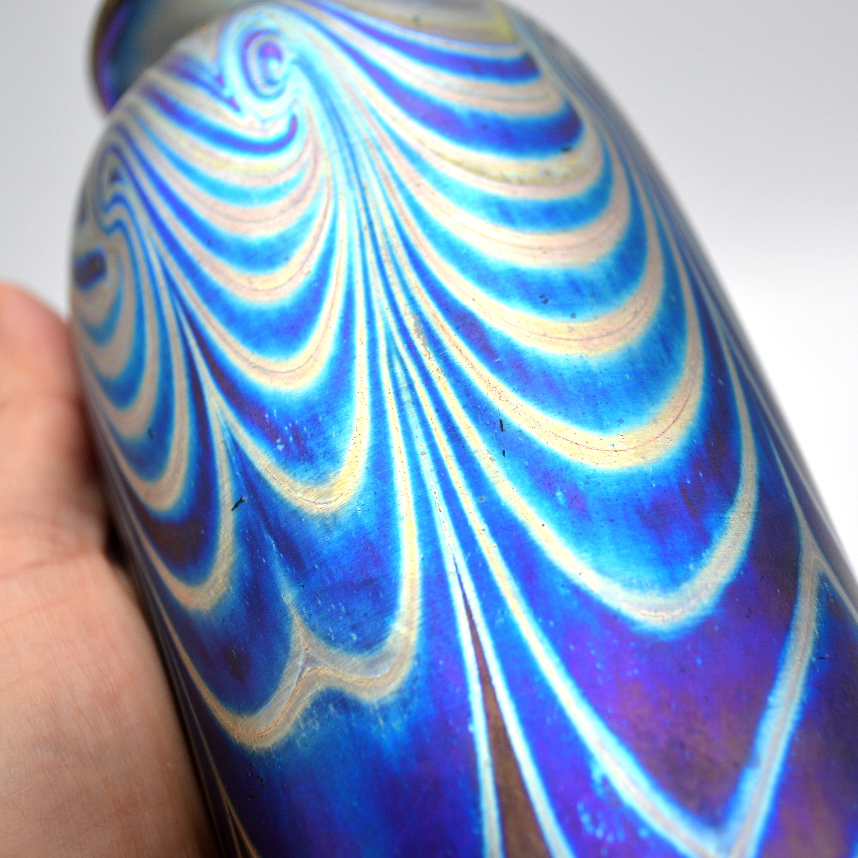 Stephen Fellerman Feather Pull Blown Glass Art Nouveau Vase / Signed ...