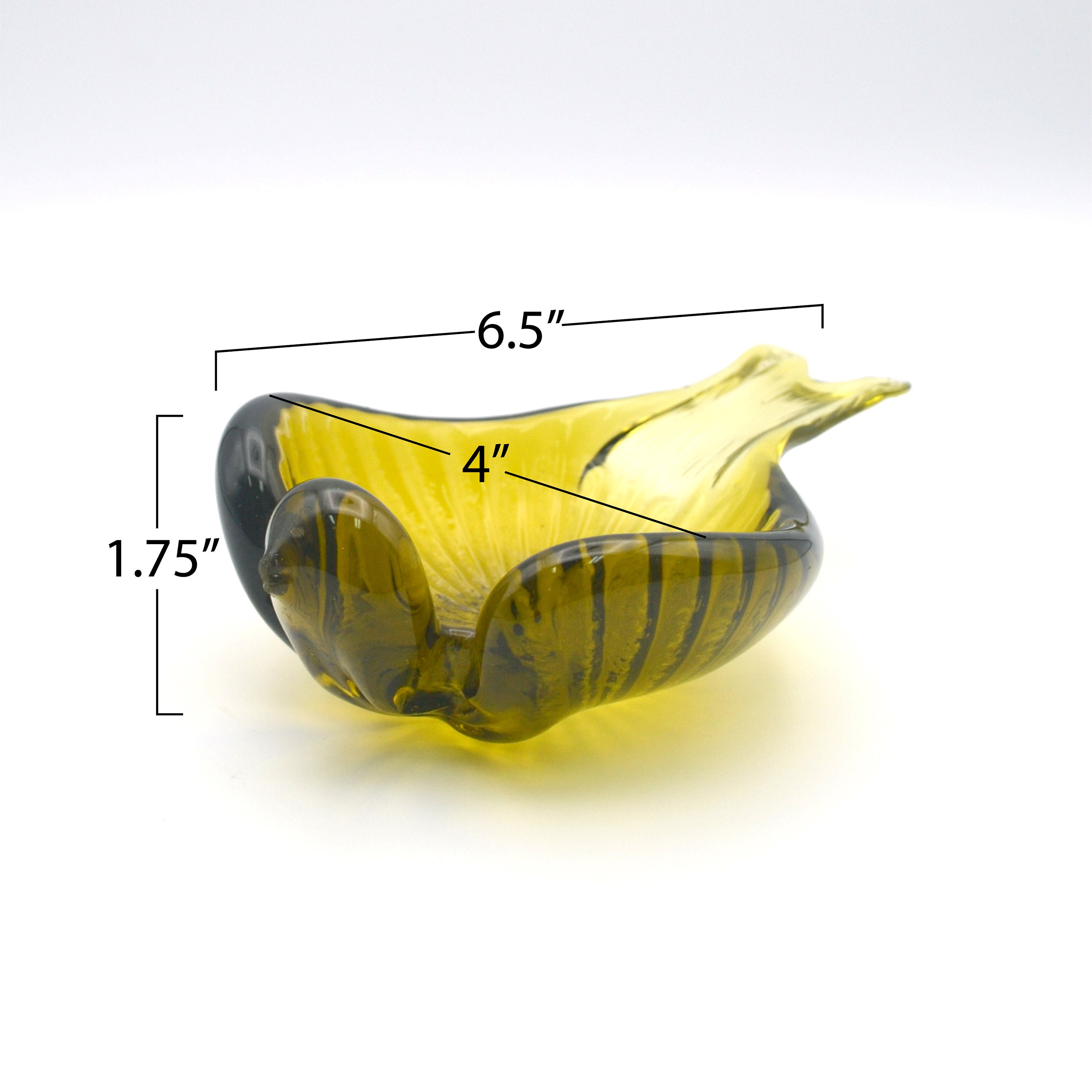 Vintage Green Glass Bird Trinket Dish / Blown Glass Bird Dish / Bird ...