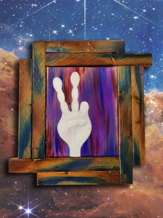 Original Painting With Custom Frame Alien Peace - Etsy
