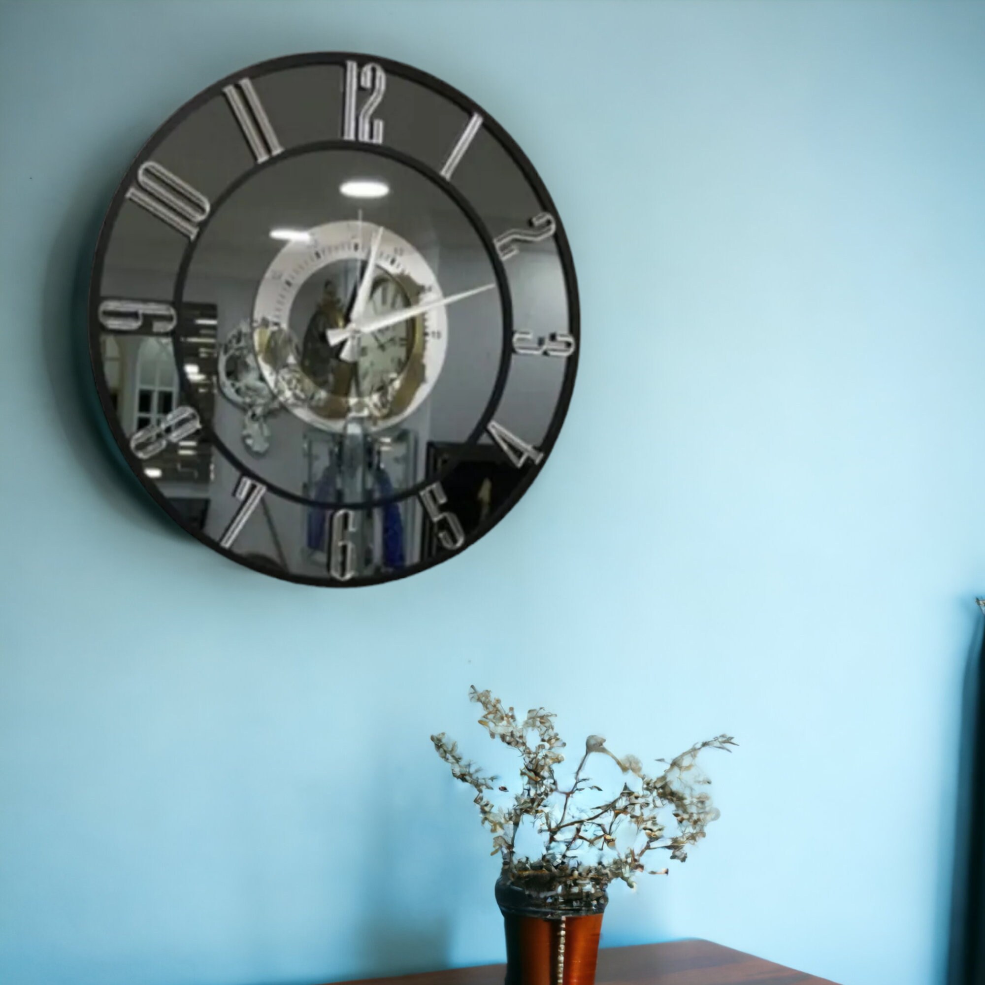 Real Mirror Decorative Wall Clock 40 CM - Etsy UK