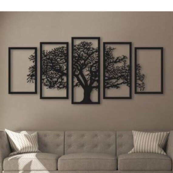 Wooden Painting With Tree Silhouette Wall Decor - Etsy