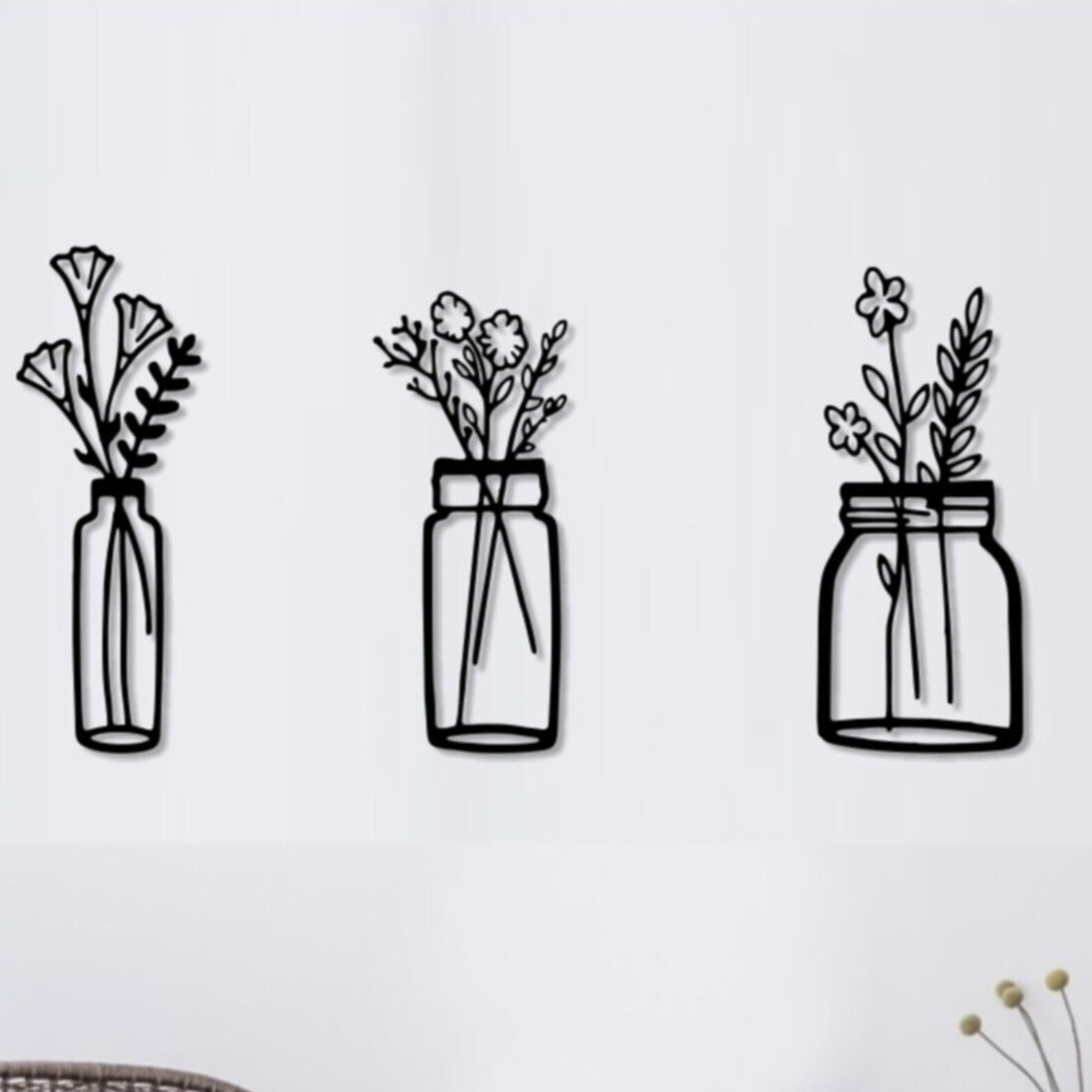 Set of 3 Pots Themed Laser Cut Wooden Wall Decor - Etsy