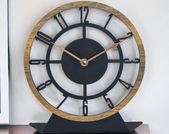 Decorative 3D Metal Black Table Top Clock 25x23cm - Etsy UK