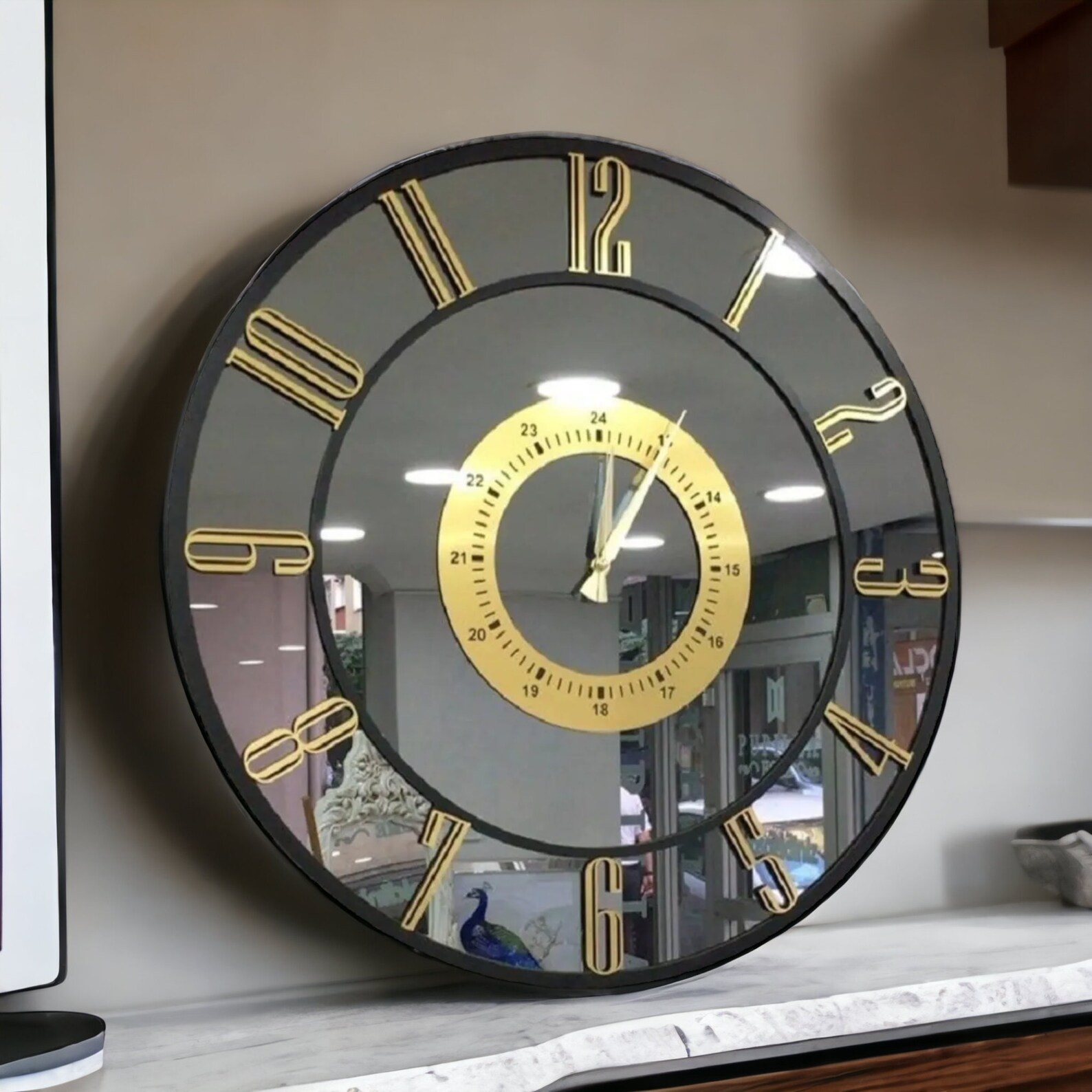 Real Mirror Decorative Wall Clock 40 CM - Etsy