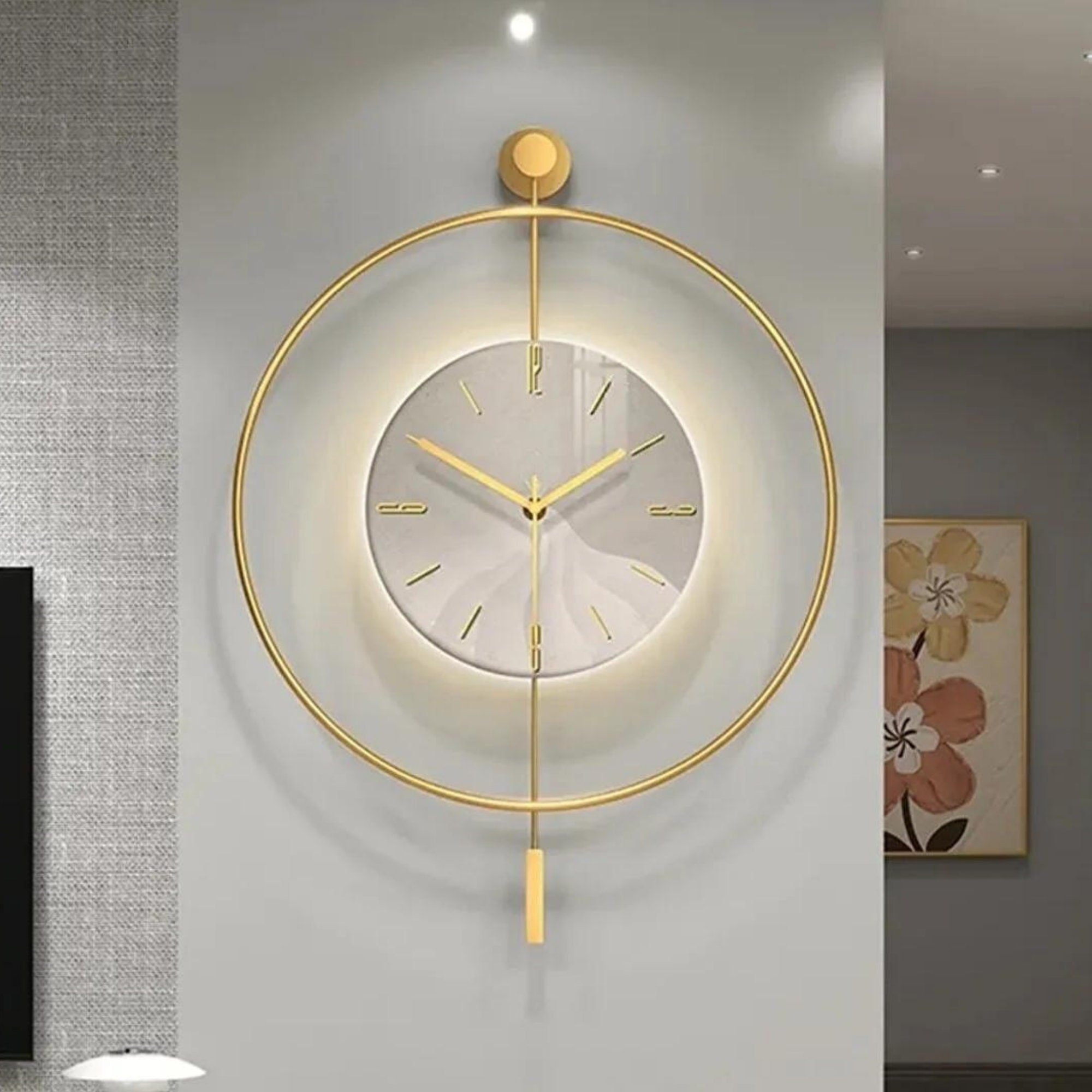 Crystal Led Wall Clock 60 Diameter , Modern Decorative Metal Led Wall ...