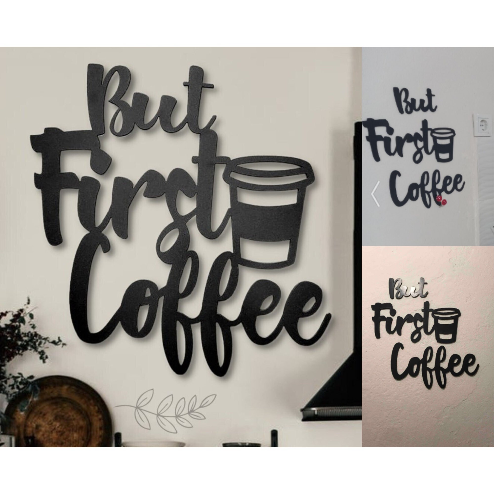 Black Wood but First Coffee Wall Decor for Kitchen Cafe Coffee Corner ...
