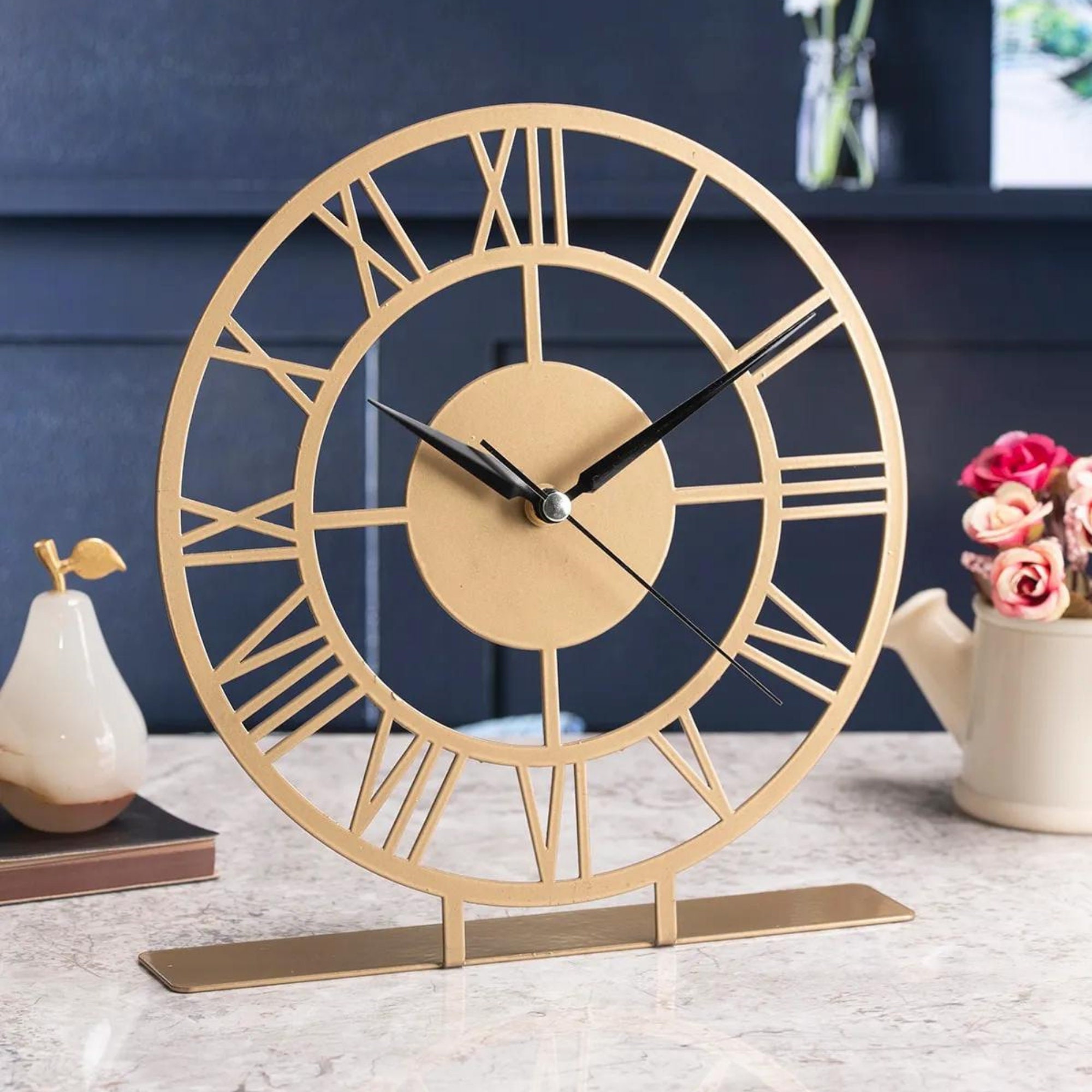 Decorative Roman Numeral Metal 3D Table Top Clock 25x23cm - Etsy