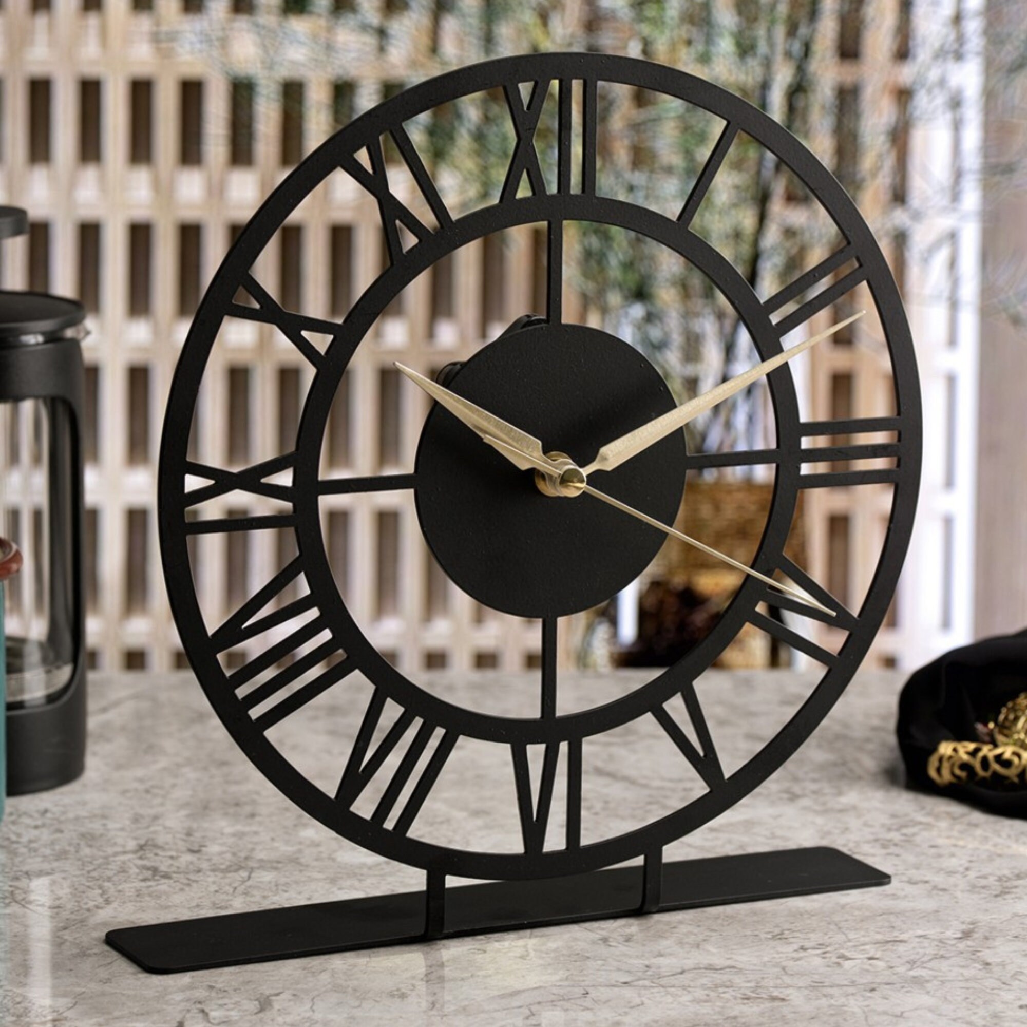 Decorative Roman Numeral Metal 3D Table Top Clock 25x23cm - Etsy