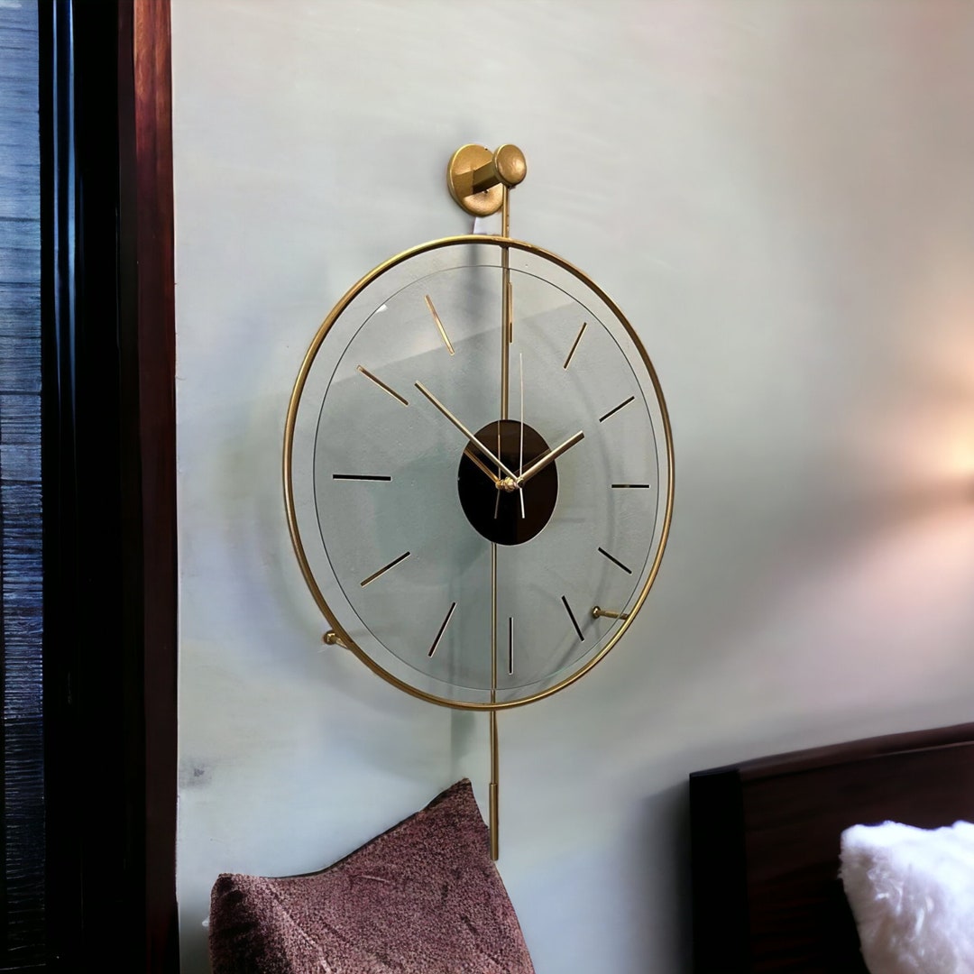 Premium Massive Crystal Glass Metal Wall Clock , Modern Decorative ...